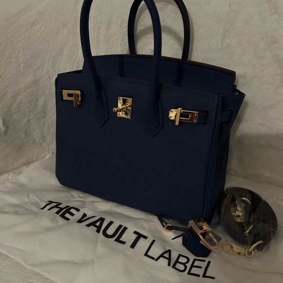 Bags | The Vault Label Blake Double Hand Bag Royal Blue With Gold ...